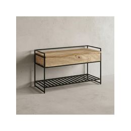 KADIMA DESIGN Sitzbank mit Stauraum 90x52x38 cm Massivholz / Metall Flurbank in Mango | Gr.: onesize