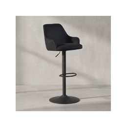 KADIMA DESIGN Barhocker Samt Hocker mit Lehne 86 - 106 cm, K&uuml;chenhocker in Schwarz | Gr.: onesize