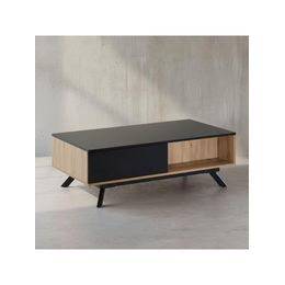 KADIMA DESIGN Couchtisch | Eiche/Schwarz, 110x60x38cm, Schubladen | Gr.: onesize