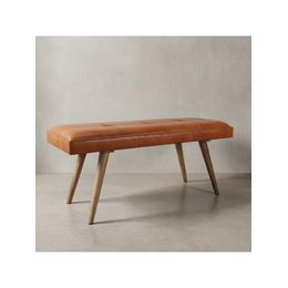 KADIMA DESIGN Retro-Sitzbank aus Ziegenleder und Holz, stabil, 200 kg Belastbarkeit | Gr.: onesize