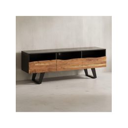 KADIMA DESIGN Lowboard Akazie Massivholz 140x50x40 cm Baumkante TV-Kommode , | Gr.: onesize
