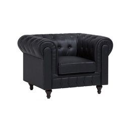 Beliani Sessel CHESTERFIELD in Schwarz/Braun - (W) 112 x (H) 79 x (L) 85 cm | Gr.: onesize