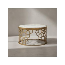 KADIMA DESIGN Couchtisch "Marble", luxuri&ouml;ser Marmor-Metalltisch, 60x60x36 cm | Gr.: onesize