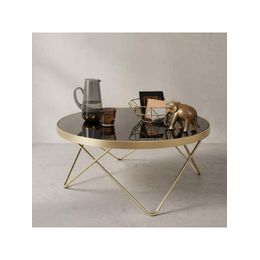 KADIMA DESIGN Couchtisch | &oslash;82cm, Schwarz/Gold, Glas | Gr.: onesize