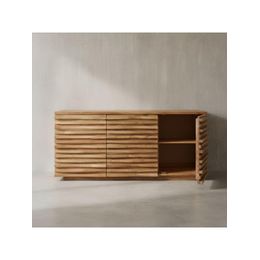 KADIMA DESIGN Sideboard Schrank | Akazie, 160x75x43cm, Schubladen, Baumkante | Gr.: onesize