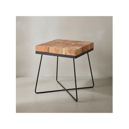 KADIMA DESIGN Beistelltisch | Akazie, 45x45x51cm, Metallgestell | Gr.: onesize