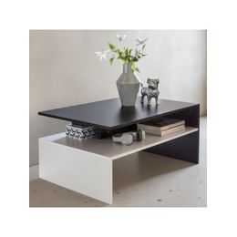 KADIMA DESIGN Moderner Couchtisch Schwarz-Wei&szlig;, 90x60 cm, Melaminharzbeschichtung | Gr.: onesize