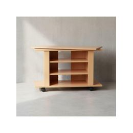 KADIMA DESIGN TV HiFi Bank aus Buchenholz, modern, drehbar und rollbar, mit 3 Ebenen | Gr.: onesize