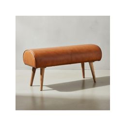 KADIMA DESIGN Sitzbank | Echtleder/Holz, 100x53x40cm, Springbock | Gr.: onesize