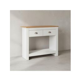 KADIMA DESIGN Konsolentisch | Wei&szlig;/Eiche, 85x35x76cm, Schubladen | Gr.: onesize