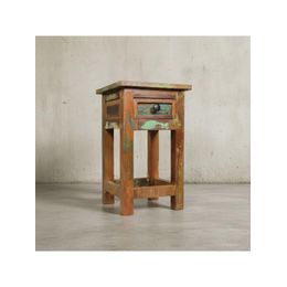 KADIMA DESIGN Shabby-Chic Beistelltisch Mangoholz: Schublade, Braun, 30 kg Traglast | Gr.: onesize