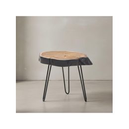 KADIMA DESIGN Beistelltisch | Akazie/Metall, 40x40x32cm, Baumkante | Gr.: onesize