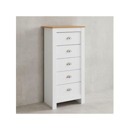 KADIMA DESIGN Sideboard | Wei&szlig;/Eiche, 53x114x39cm, 5 Schubladen | Gr.: onesize