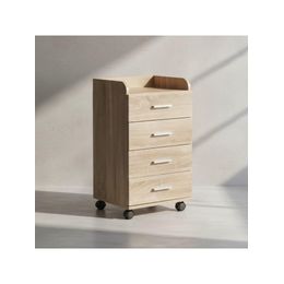 KADIMA DESIGN B&uuml;rocontainer Flexibel | 4 Ausz&uuml;ge, Rollen, Praktisch in Beige | Gr.: onesize