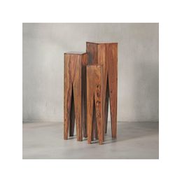 KADIMA DESIGN Beistelltisch-Set mit 3 Giraffenbeinen, Massivholz, rustikales Ambiente in Braun | Gr.: onesize