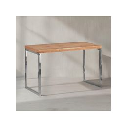 KADIMA DESIGN Schreibtisch Massivholz | Rustikal-Stil, Metall-Gestell, 50kg Belastbar in Beige | Gr.: onesize