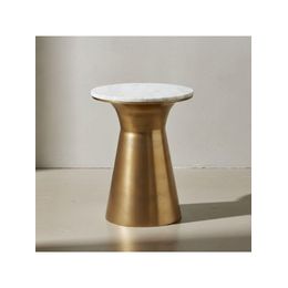KADIMA DESIGN Beistelltisch | Marmor Wei&szlig;, 35x35x45cm, Gold, Rund | Gr.: onesize