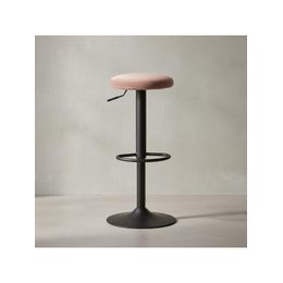KADIMA DESIGN Barhocker | H&ouml;henverstellbar 58-79cm, Eisen, Samt in Rosa | Gr.: onesize