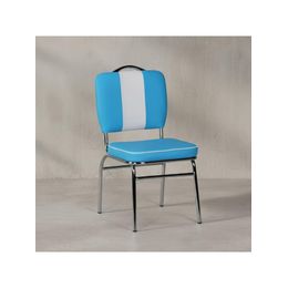 KADIMA DESIGN Retro Esszimmerstuhl, 50er-Jahre Diner Style, bequeme Polsterung in Blau | Gr.: onesize