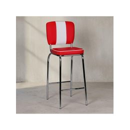 KADIMA DESIGN American Retro Barstuhl: Kunstleder, Chromfu&szlig;, 110 kg Belastbarkeit in Rot | Gr.: onesize