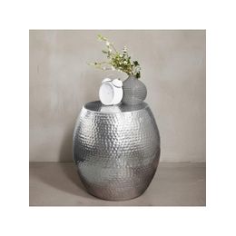 KADIMA DESIGN Beistelltisch Modern | Oriental, Alu-Hammerschlag, 42x42x42cm in Silber | Gr.: onesize