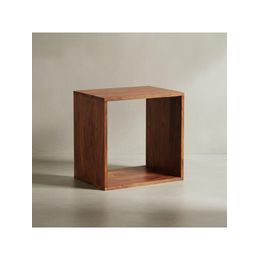 KADIMA DESIGN Cube Regal aus Massivholz, Beistelltisch/B&uuml;cherregal, vielseitig in Braun | Gr.: onesize