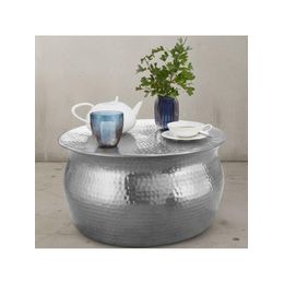 KADIMA DESIGN Wohnzimmertisch Design | Orient-Look, Hammerschlag-Alu, Premium in Silber | Gr.: onesize