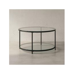 KADIMA DESIGN Couchtisch Glas | 80x80cm, Rund, Modern, mit Ablagefach in Transparent | Gr.: onesize