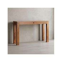 KADIMA DESIGN Konsole Massivholz | Sheesham, 120x40cm, Schublade, Landhaus in Braun | Gr.: onesize