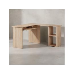 KADIMA DESIGN Schreibtisch-Set Modern | Regal+Tastaturauszug, Melaminbeschichtet in Beige | Gr.: onesize