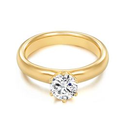 Trilani Ring aus Sterling Silber mit Zirkonia in gelbgold | Gr.: 60