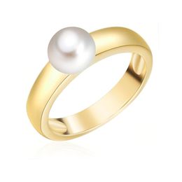 Valero Pearls Ring aus Sterling Silber mit S&uuml;&szlig;wasser-Zuchtperle in gelbgold | Gr.: 56