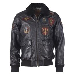 Top Gun Lederjacke TGJ1001 in schwarz | Gr.: XXL