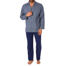 Normann Langarm Schlafanzug Pyjama zum durchkn&ouml;pfen - 77977 in marine | Gr.: 58
