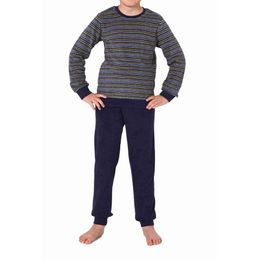 Normann langarm Frottee Schlafanzug Pyjama B&uuml;ndchen Streifen - 77089 in gelb | Gr.: 128
