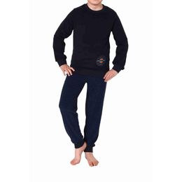 Normann langarm Frottee Schlafanzug Pyjama B&uuml;ndchen - 77726 in blau | Gr.: 152