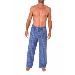 Normann Schlafanzug Pyjama Hose lang kariert Baumwolle - 79842 in blau | Gr.: 54