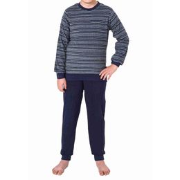 Normann langarm Frottee Schlafanzug Pyjama B&uuml;ndchen Streifen - 77085 in blau | Gr.: 152