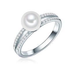 Valero Pearls Ring aus Sterling Silber mit Zirkonia und S&uuml;&szlig;wasser-Zuchtperle in silber | Gr.: 50