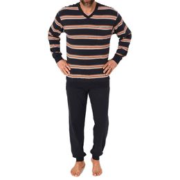 Normann langarm Schlafanzug Pyjama B&uuml;ndchen Streifen - 78053 in dunkelgrau | Gr.: 58