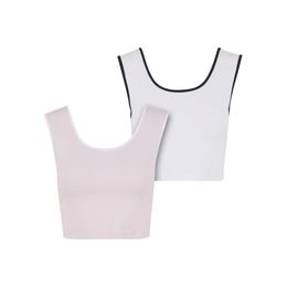 Urban Classics Ladies Contrast Cropped Top in blushedrose/white+white/black | Gr.: XL