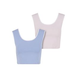 Urban Classics Cropped Tee in powderblue/white+blushedrose/white | Gr.: 5XL