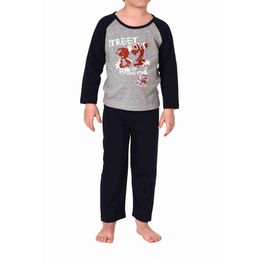 Normann Kleinkinder langarm Schlafanzug Pyjama Front print - 77780 in grau | Gr.: 110