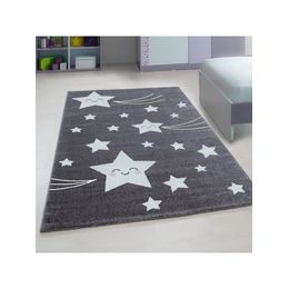 KADIMA DESIGN Teppich Kinder Sterne Polypropylen saugroboter Kurzflor Kinderzimmer in Grau | Gr.: 80 x 150 cm