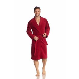 Vossen Unisex-Bademantel &raquo;Dallas, ideal f&uuml;r Sauna & Spa, Hotelbademantel, Morgenmantel&laquo; 1 Stk. f&uuml;r Damen & Herren, reine Baumwolle, mit Kimono-Kragen rot 