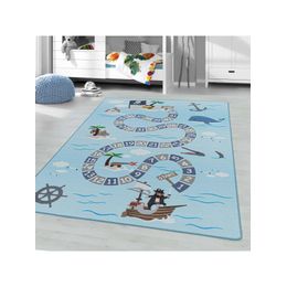 KADIMA DESIGN Teppich Kinder Flachgewebe Piratenwelt Polyamid Antirutsch Spielzimmer | Gr.: 80 x 120 cm