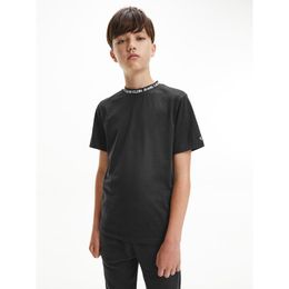 Calvin Klein Jeans Jungen T-Shirt &raquo;INTARSIA LOGO T-SHIRT&laquo; f&uuml;r Kinder bis 16 Jahre, Logoschriftzug am Ausschnitt schwarz 4 (104)