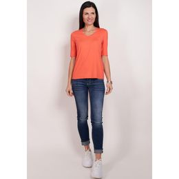 Seidel Moden Damen V-Shirt mit Halbarm aus softem Material, MADE IN GERMANY orange 54