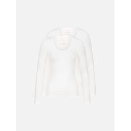 erlich textil LIGHT TOUCH tiefausgeschnittenes LONGSLEEVE IM 2er PACK in ecru | Gr.: 40