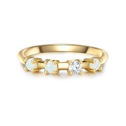 Glanzst&uuml;cke M&uuml;nchen Glanzst&uuml;cke M&uuml;nchen Ring aus Sterling Silber mit Zirkonia und Opal in gelbgold | Gr.: 60